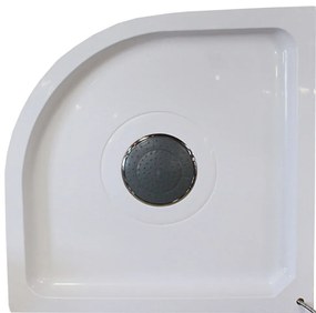 Mereo Sprchový box, čtvrtkruh, se stříškou, s vaničkou R550, satin ALU, sklo Point, zadní stěny bílé 900 x 900 mm