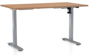 Výškově nastavitelný stůl OfficeTech A, 120 x 80 cm, šedá podnož, buk