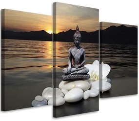 Obraz na plátně třídílný Buddha Zen Západ slunce - 60x40 cm