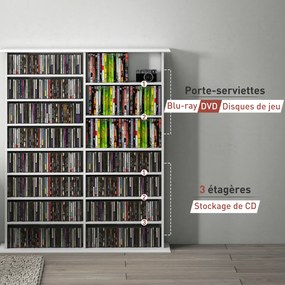 HOMCOM Úložný prostor na CD a DVD, multimedia úložná jednotka se 16 přihrádky a 12 nastavitelnými policemi, maximální kapacita 720 CD/396 DVD a Blu-r…