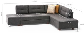 Atelier del Sofa Rohová sedací souprava Manama Corner Sofa Bed Right - Anthracite, Antracitová