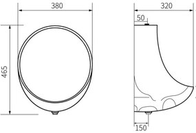 Mexen Dylan, závěsný pisoár 46,5x38x32 cm, černá matná, 37054670