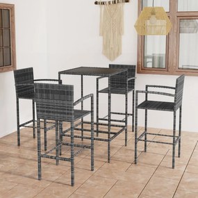 5dílný zahradní barový set polyratan šedý 3064841