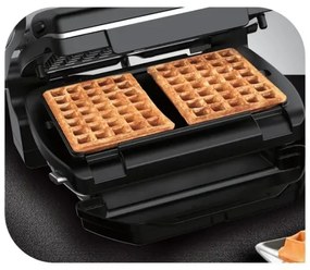 Tefal - Kontaktní gril OPTIGRILL+ INOX WAFFLES 2000W/230V černá/chrom