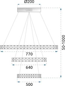 Toolight Toolight, LED křišťálové závěsné svítidlo APP772-3CP, chromová, OSW-05023