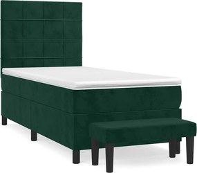 Box spring postel s matrací tmavě zelená 80 x 200 cm samet 3137812