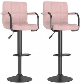 Barová židle 2 ks samet / kov Dekorhome Růžová
