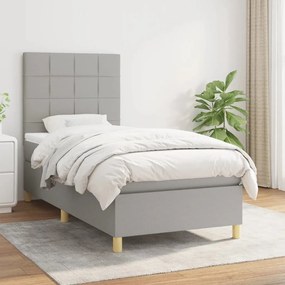 vidaXL Box spring postel s matrací 90x200 cm textil [3142309] Barva: světle šedá