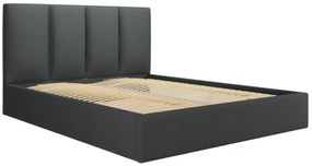 OnaDnes -20% Šedá látková dvoulůžková postel MICADONI Pyla 140 x 200 cm  s úložným prostorem