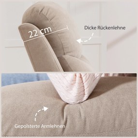 HOMCOM manuální polohovací křeslo, moderní, potah s lněným vzhledem, vysouvací opěrka nohou, područky, silné polstrování, polohuje až do 150°, nosnos…