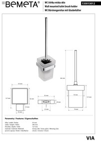 Bemeta Design VIA: WC štětka, na pověšení, sklo -