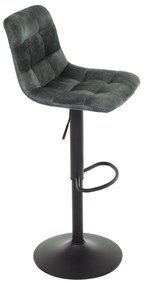 Židle barová, zelená sametová látka, černá podnož