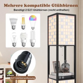 Costway 2-žárovka stojací lampa s 2 policemi a nožním spínačem stojací lampa