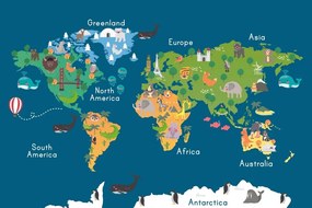 Samolepící tapeta mapa světa pro děti - 300x200 cm
