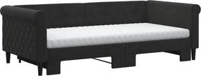 Válenda s přistýlkou a matracemi černá 90 x 190 cm samet 3197810