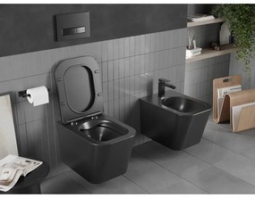 Mexen Teo WC mísa Rimless s pomalu padající deskou slim, duroplast, Matná černá - 30850685