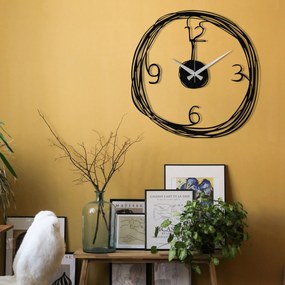 Wallexpert Dekorativní kovové nástěnné hodiny Gergo, Černá