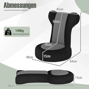 Costway Podlahové křeslo líné křeslo s nastavitelnou hlavou a opěradlem