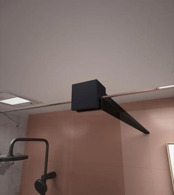 Erga Paris, sprchová zástěna Walk-In 90x200 cm, 8mm čiré sklo, černý profil, ERG-V02-PARIS-090x200-CL-BK