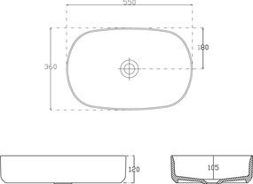 Sapho Sapho, INFINITY OVAL keramické umyvadlo na desku, 55x36 cm, matná bílá, 10NF65055-2L