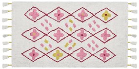 Bavlněný koberec 80 x 150 cm bílý/ růžový CAVUS Beliani