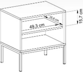 PSK Noční stolek NOMO, Béžová 54 cm
