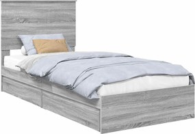 Postel s úložným prostorem se zásuvkou Šedá Sonoma 90 x 190 cm 3411255