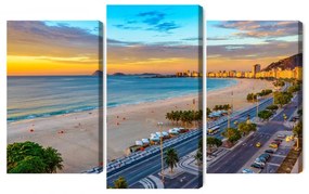 Vícedílný obraz Pohled Na Východ Slunce Na Pláž Copacabana A Avenida Nedostatek Nedostatek Přírodní plátno 120x80