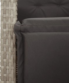 3dílný bistro set s poduškami světle šedý polyratan 3212605