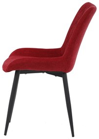 Jídelní židle, červená látka, černý kov