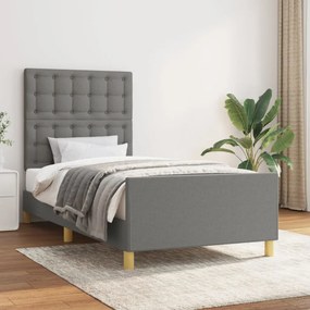 Rám postele s čelem tmavě šedý 90x200 cm textil 3125350