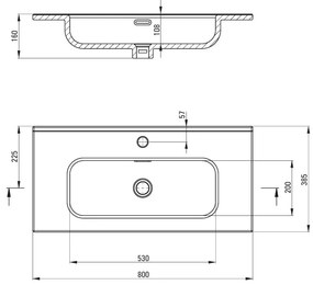 Deante Ceramic washbasin, inset - 80 cm