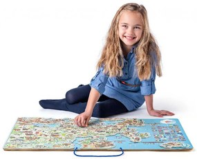 WOODY DŘEVO Hra mapa Evropy 3v1 naučné puzzle skládačka 75x45cm AJ 91231