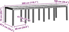 Zahradní stůl Hnědá 300 x 100 x 73 cm polyratan 3378521