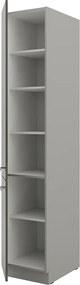 GREY gr | vysoká skříňka 40 DK-210 2F potravinová s policemi | 40 cm | světle šedá/tmavě šedá lesk