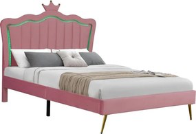 Postel s roštem, 140x200, růžová Velvet látka, RANIA Kondela 0000413722