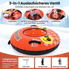 Costway Nafukovací zimní pneumatika s tažným lankem a rukojetí Snowtube