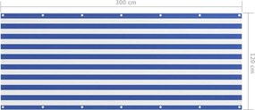 Balkónová zástěna bílo-modrá 120 x 300 cm oxfordská látka 134920