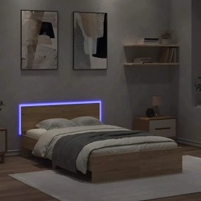 Rám postele s čelem a LED osvětlením dub sonoma 120 x 200 cm 3207618