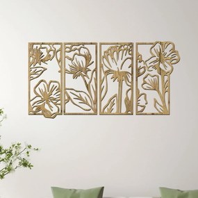 dřevo života 4 dílný obraz květin - FLORIST Zvolte barvu dekoru: Dub zlatý, Rozměry šxv (cm): 157x80