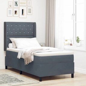 Postel s boxspringem s matrací Tmavě šedá 90 x 200 cm samet 3341937