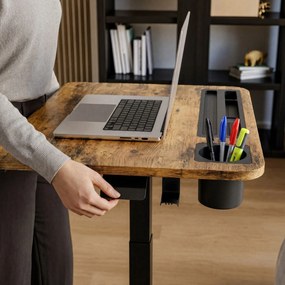 Výškově nastavitelný psací stůl na koléčkach Dozia – Hnědý