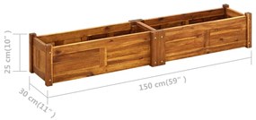vidaXL Vyvýšený záhon akáciové dřevo 150 x 30 x 25 cm