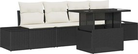 Set pohovek 5 ks Černá a krémová polyratan 3349083