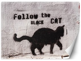Fototapeta, Banksy Graffiti Černá kočka - 100x70 cm