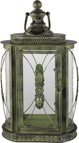 Zeleno hnědá kovová lucerna Greeny - 29*19*52 cm