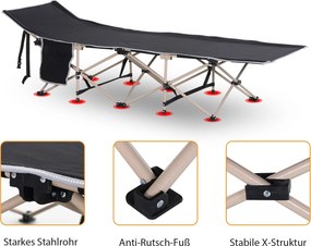 Skládací kempingová postel Outsunny s nosnou taškou 190 x 68 x 52 cm pro kempování do 150 kg, postel pro hosty pro dospělé, skládací postel pro vnitř…