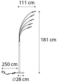 Designová stojací lampa mosazná vč. LED 5 světel - Sixties Trento