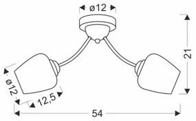 Přisazený lustr ZINA 2xE27/40W/230V mosaz/bílá