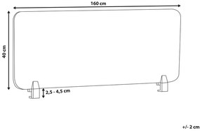 Přepážka na pracovní stůl 160x40 cm Whitley (světle šedá)